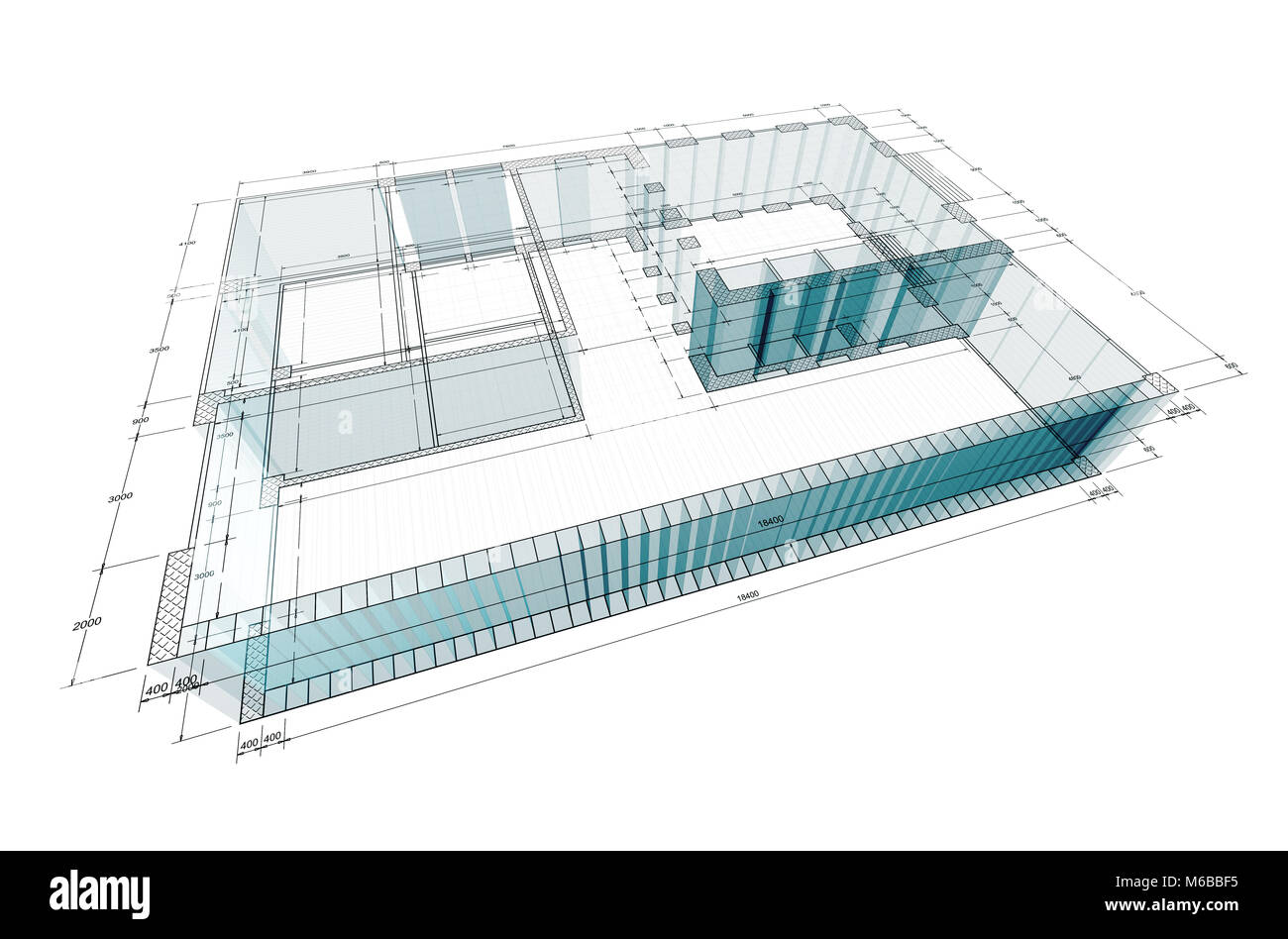 3d rendering blueprint construction Stock Photo - Alamy