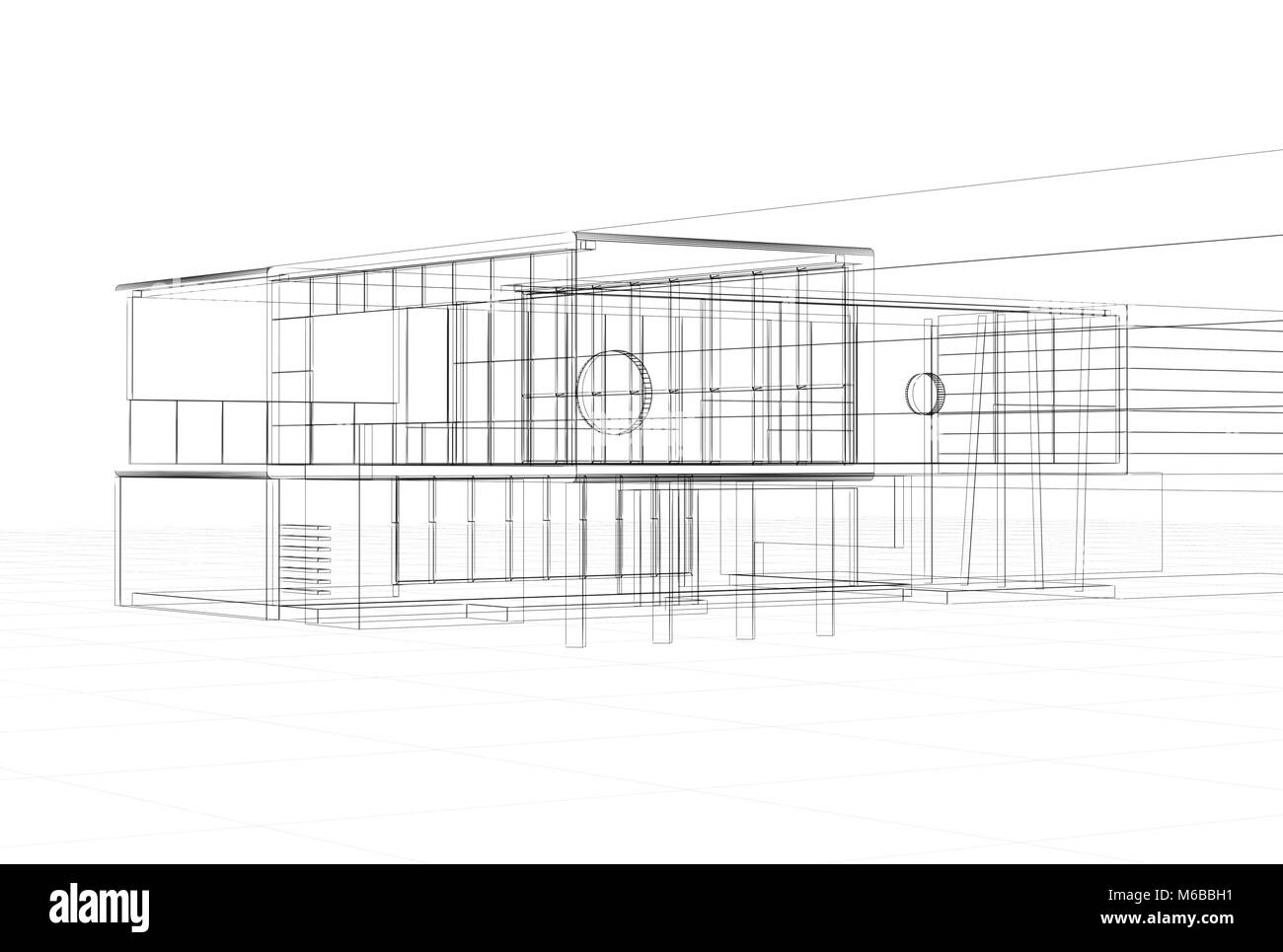 Architecture blueprint 3d rendering Stock Photo - Alamy