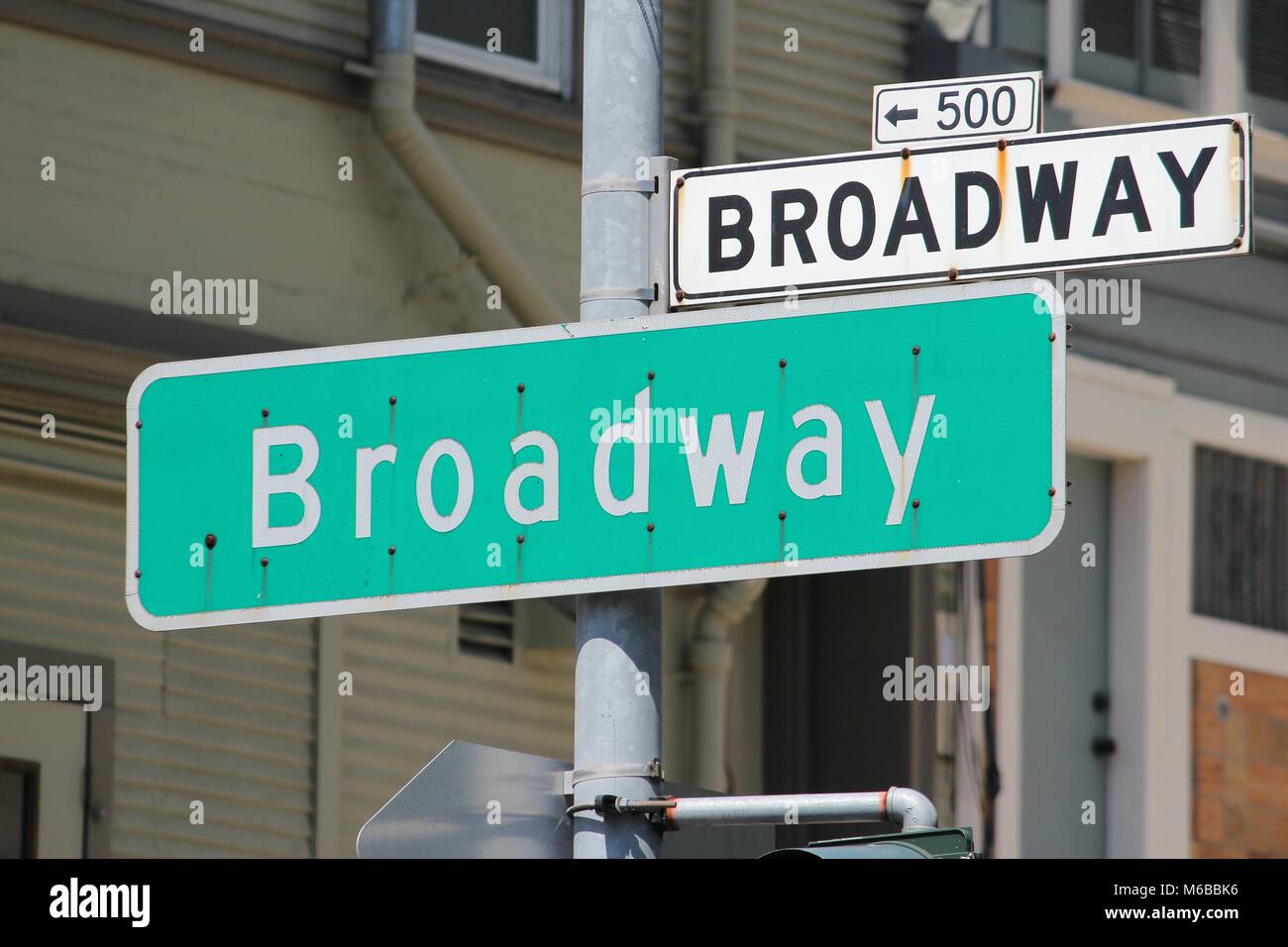 San Francisco, California, United States - Broadway Street sign Stock ...