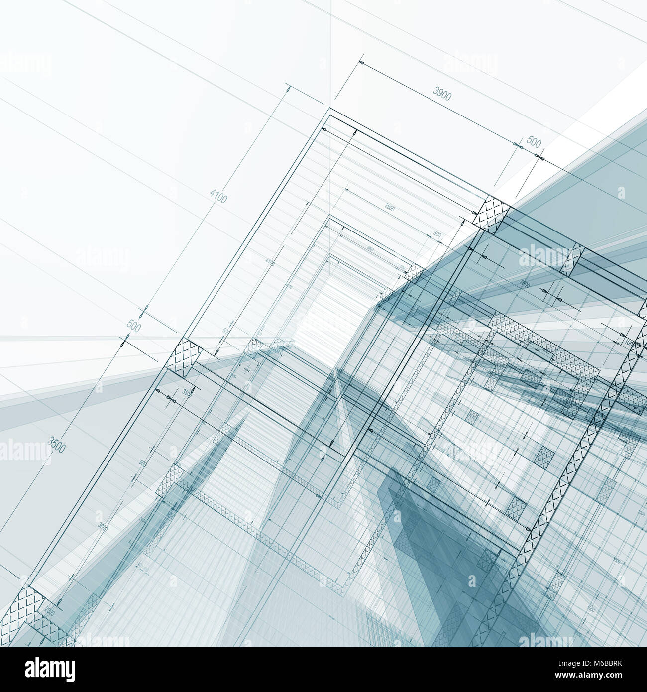 Blueprint 3d rendering construction Stock Photo - Alamy