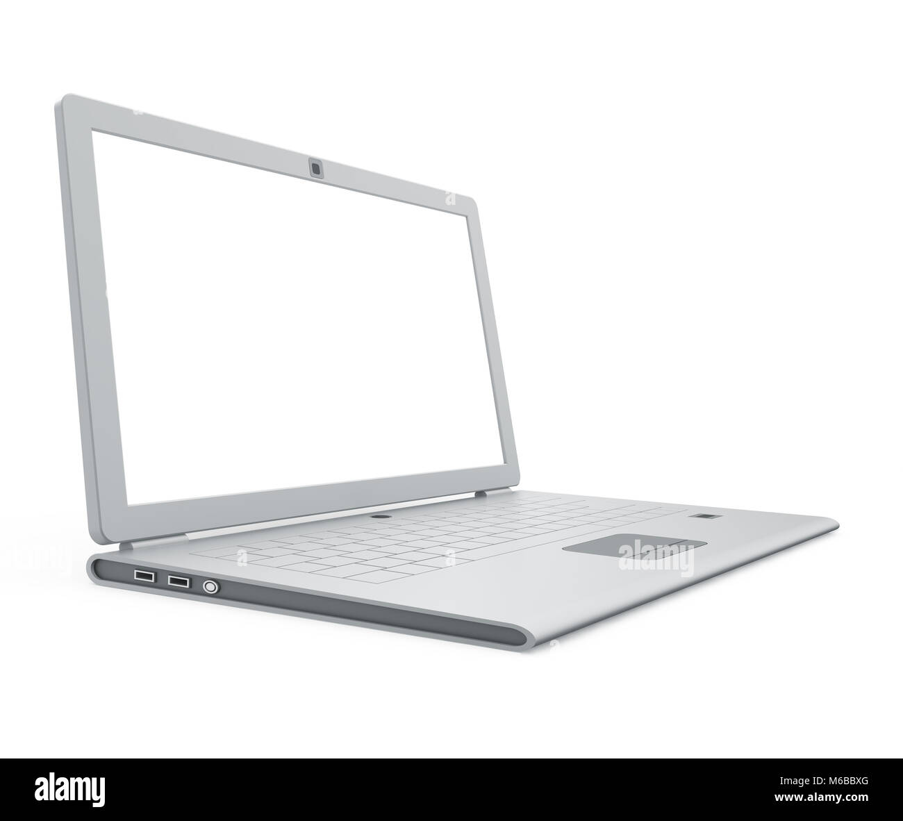 Silver laptop angle view 3d rendering Stock Photo - Alamy