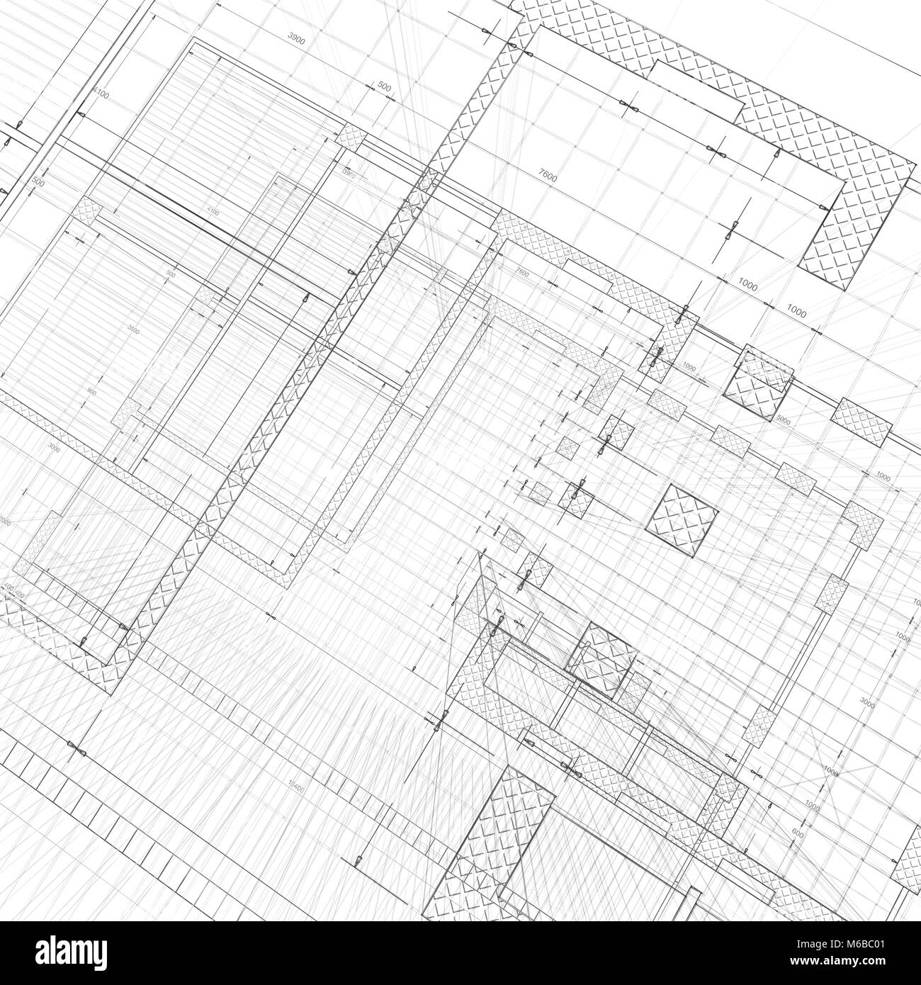 Architecture blueprint 3d rendering Stock Photo - Alamy