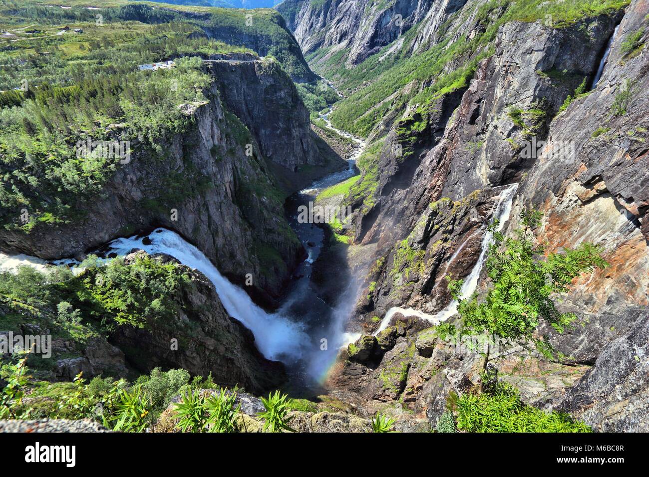 Norway nature - Voringfossen waterfall in Mabodalen valley. Hordaland ...
