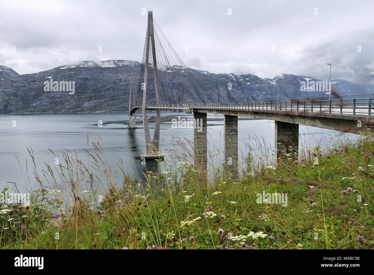 Helgeland Bridge - cable-stayed bridge over Leirfjorden fiord in ...