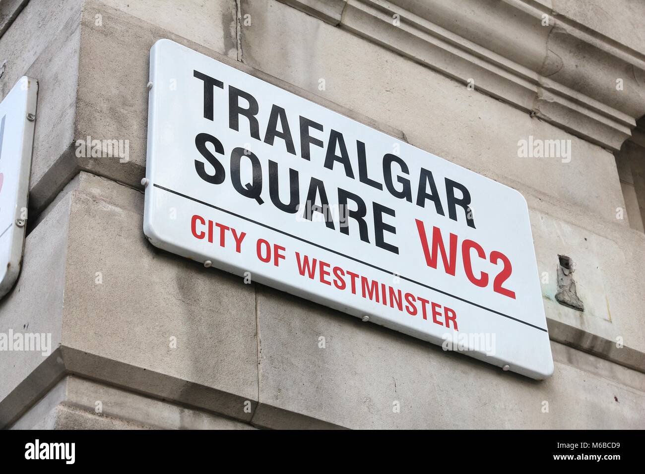 LONDON, UK - APRIL 23, 2016: Trafalgar Square sign in London, UK ...