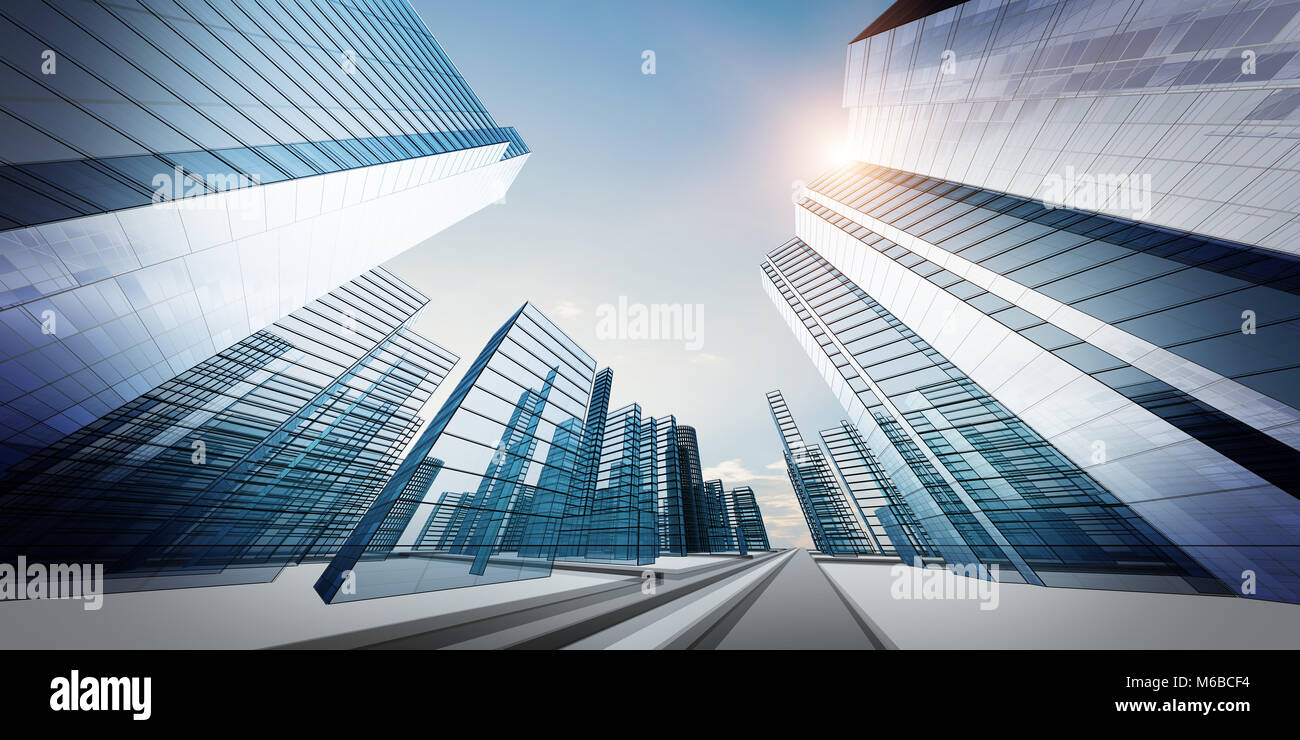 Abstract city scene 3d rendering Stock Photo - Alamy