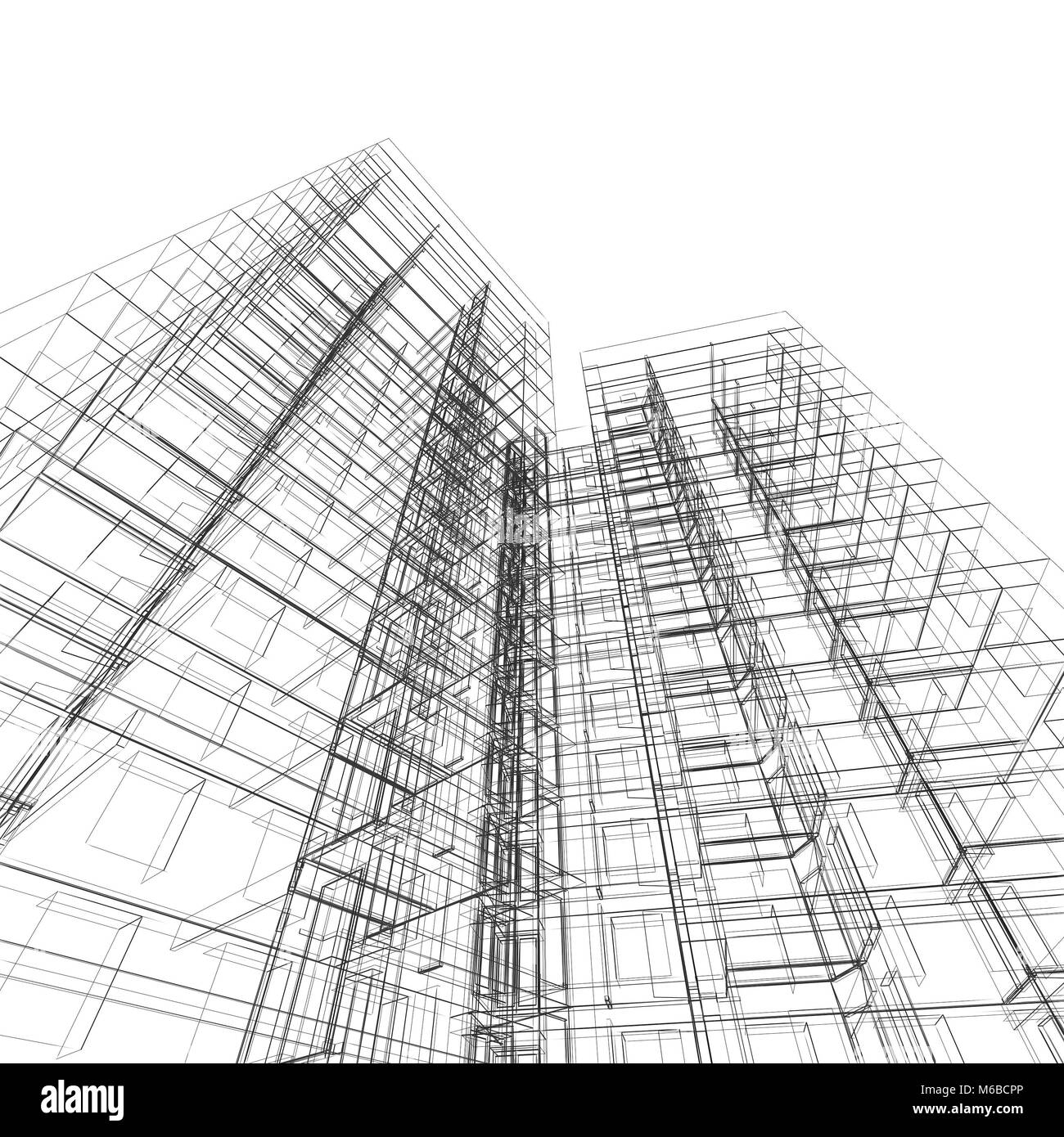 Construction architecture 3d rendering Stock Photo - Alamy