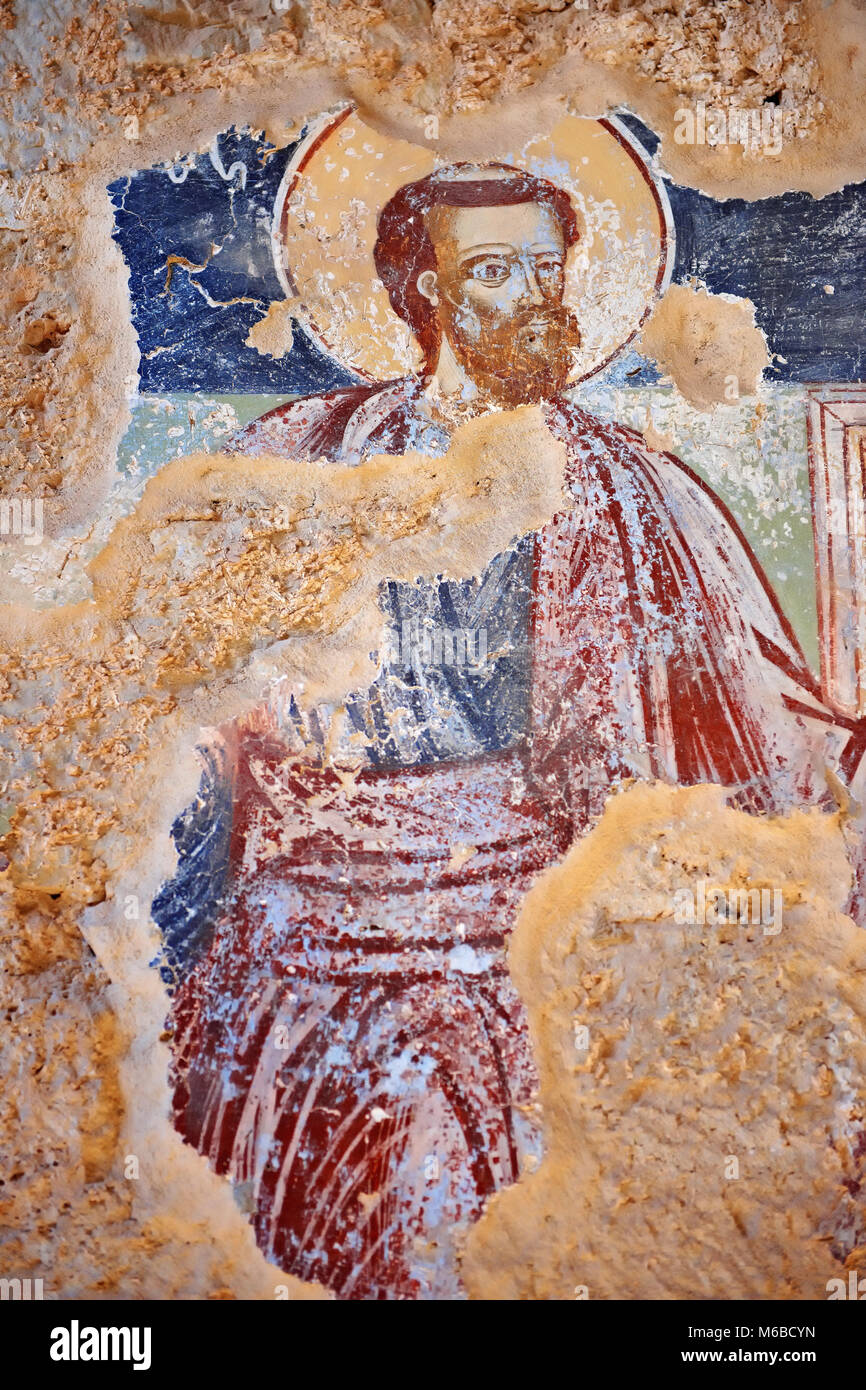 Byzantine fresco of the church of Saint Nicolas. Mystras , Sparta, the ...