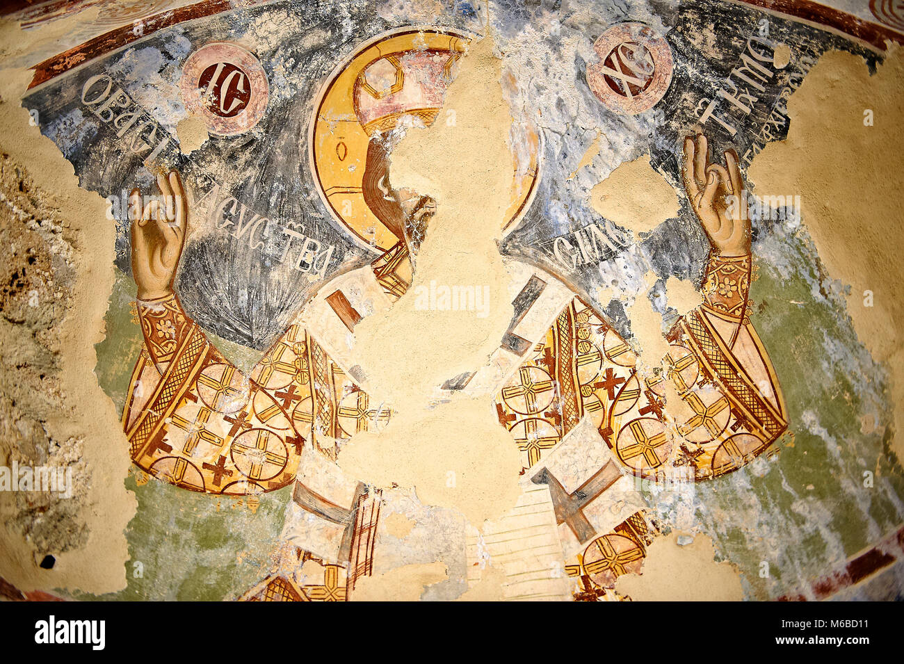 Byzantine fresco of the church of Saint Nicolas. Mystras , Sparta, the ...