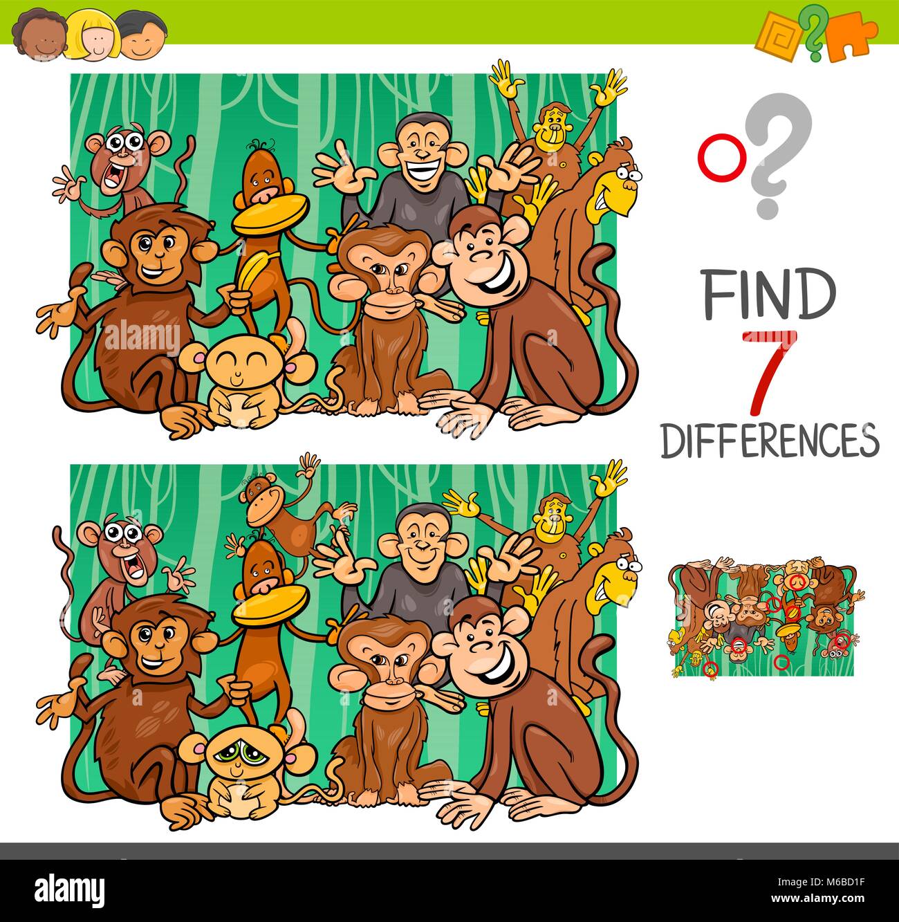 Cartoon Illustration of Finding Seven Differences Between Pictures ...