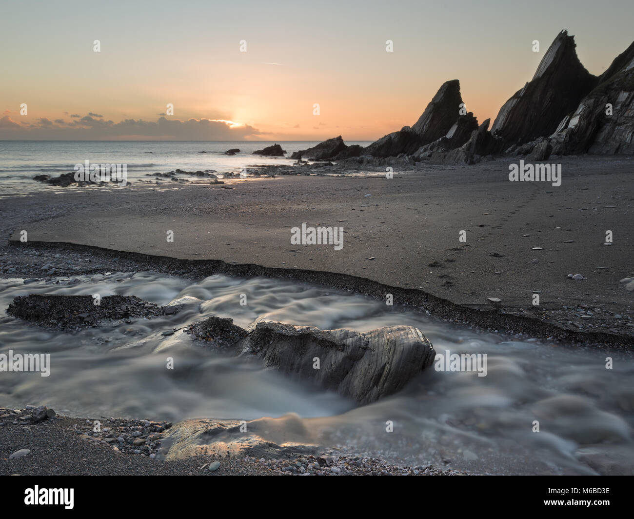 Westcombe Beach at sunset South Hams Stock Photo - Alamy