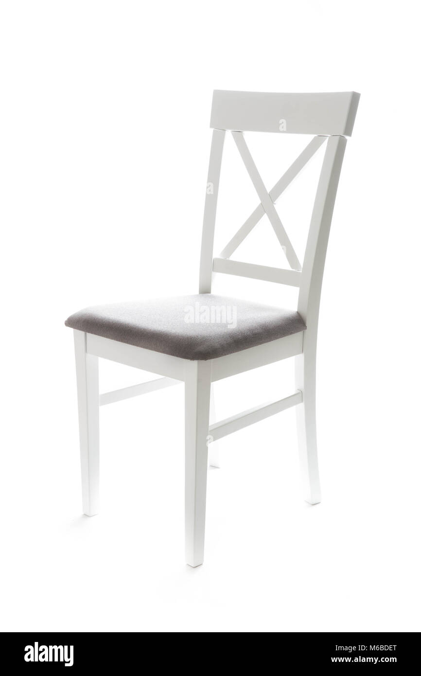 White wooden chair isolated on white background Stock Photo - Alamy