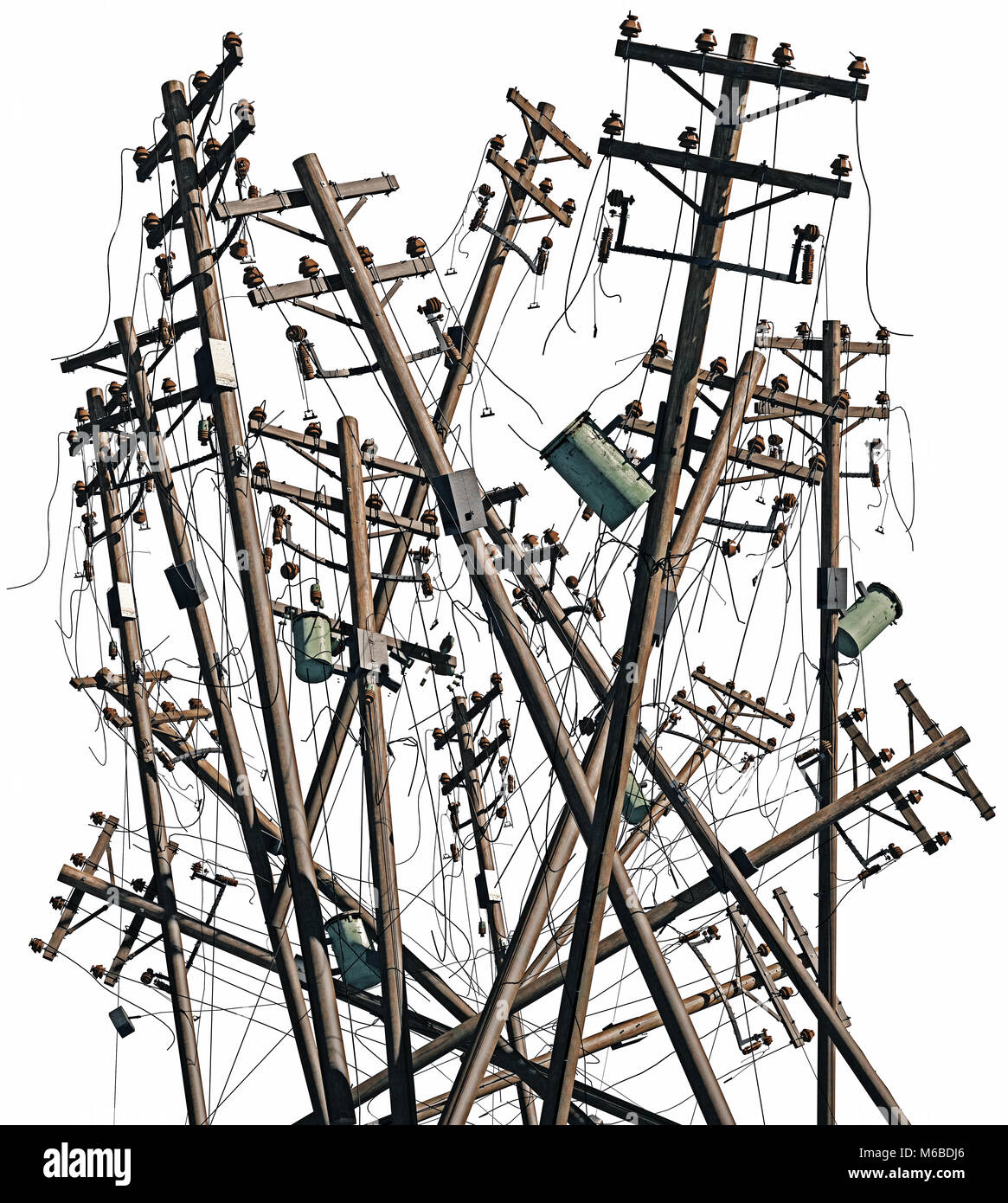 broken electric poles. 3d rendering concept Stock Photo - Alamy