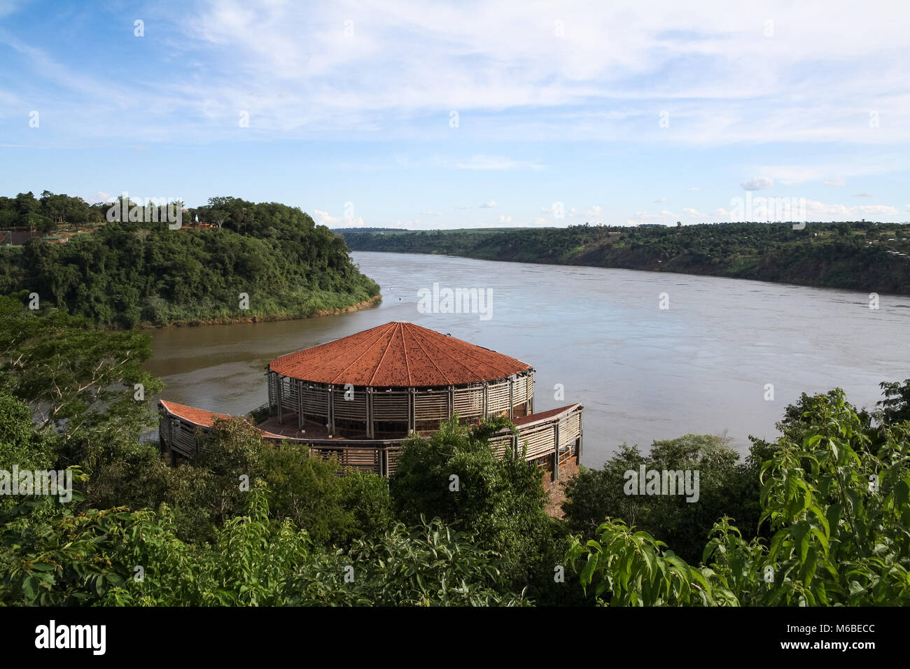 Argentina and Paraguay viewed from the triple-frontier landmark in ...