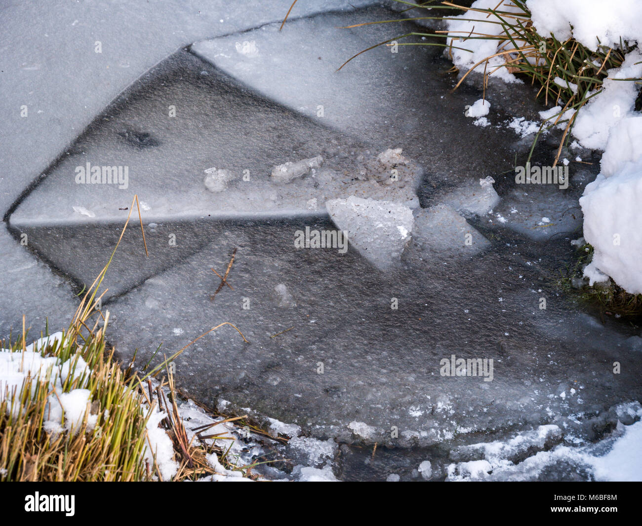 Broken ice on a lake Stock Photo - Alamy