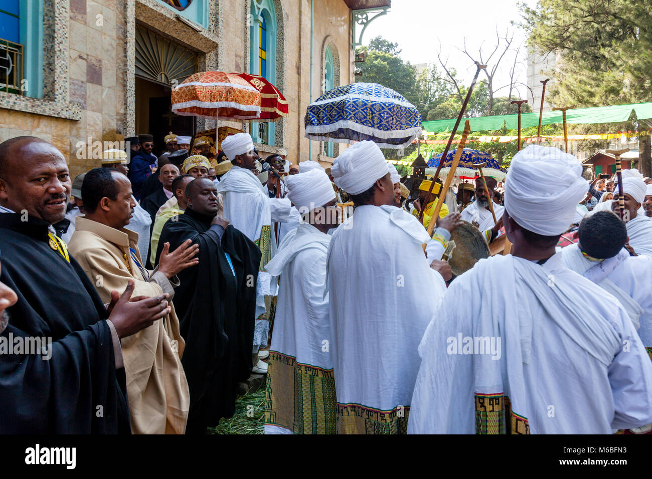 Ethiopian Orthodox Christian Priests and Deacons Celebrate The Three ...