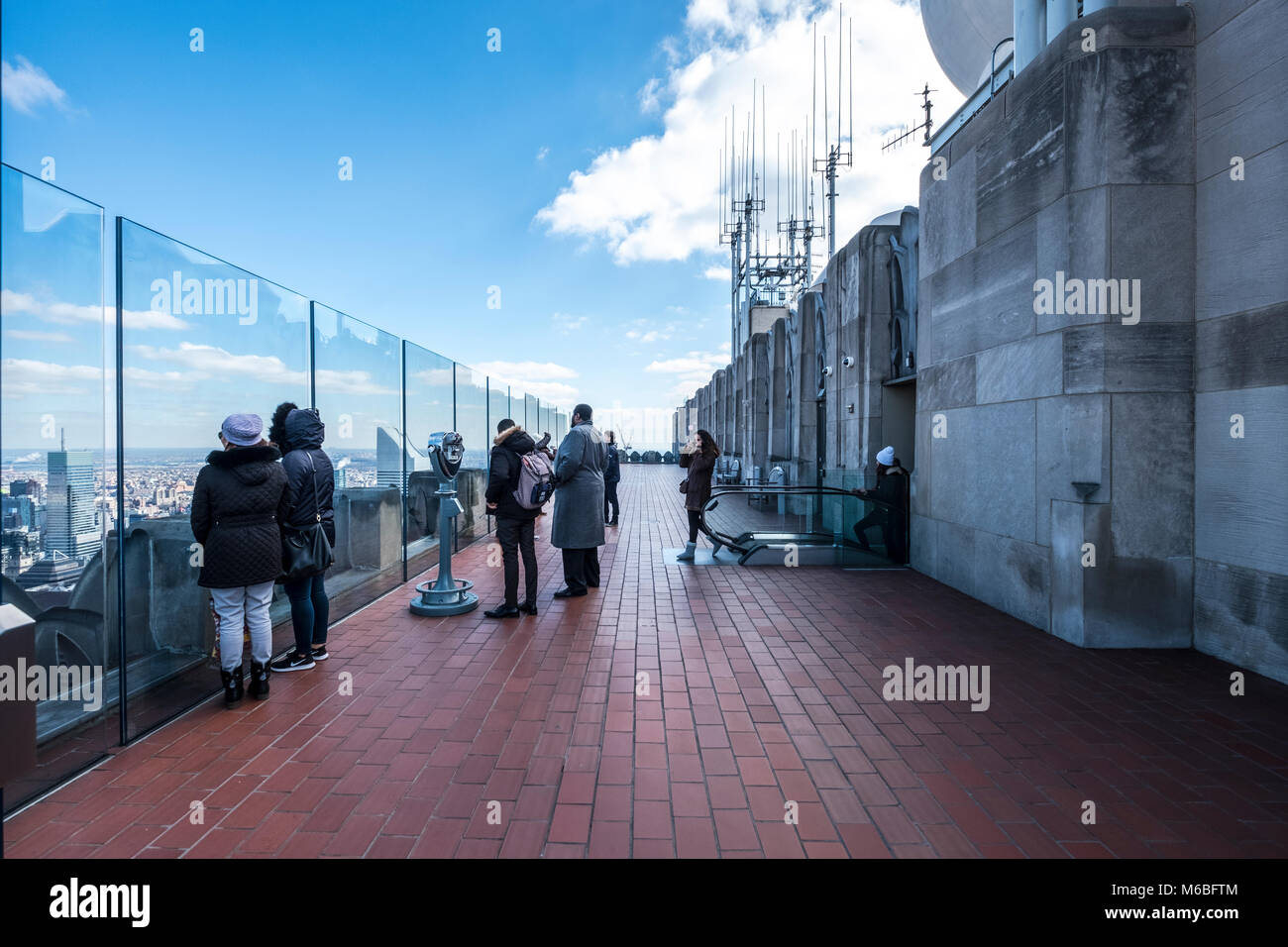 Tourist and locals at the Top of the Rock Observatory, Feb. 2018 Stock ...