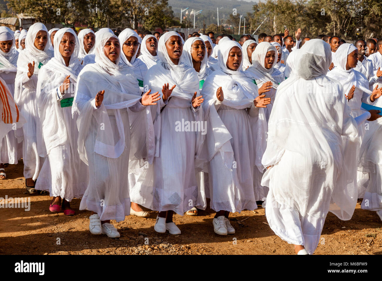 A Procession Of Ethiopian Orthodox Christians Arrive At The Jan Meda ...