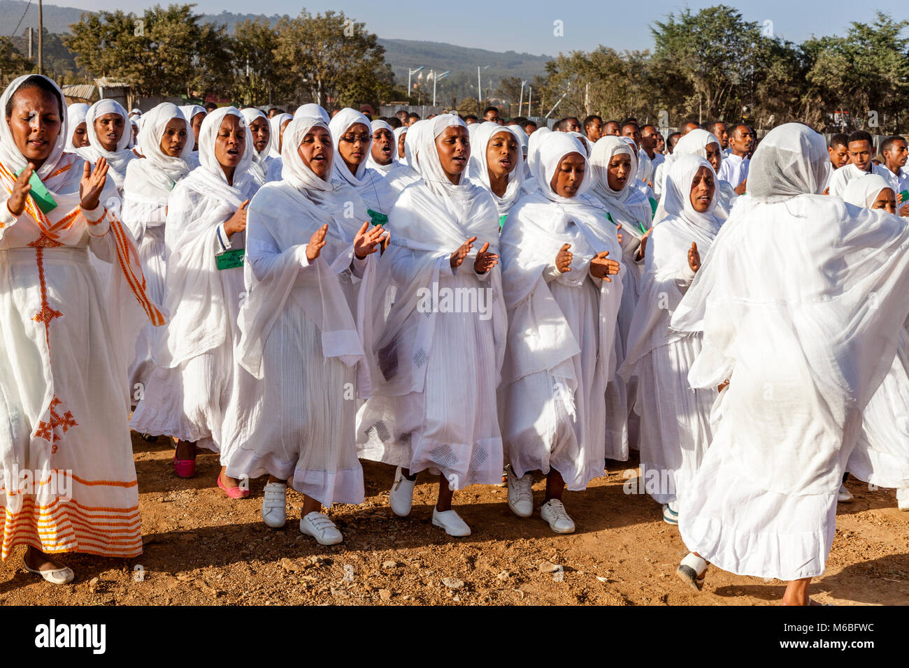 A Procession Of Ethiopian Orthodox Christians Arrive At The Jan Meda ...