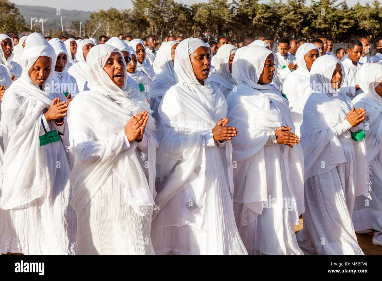 A Procession Of Ethiopian Orthodox Christians Arrive At The Jan Meda ...