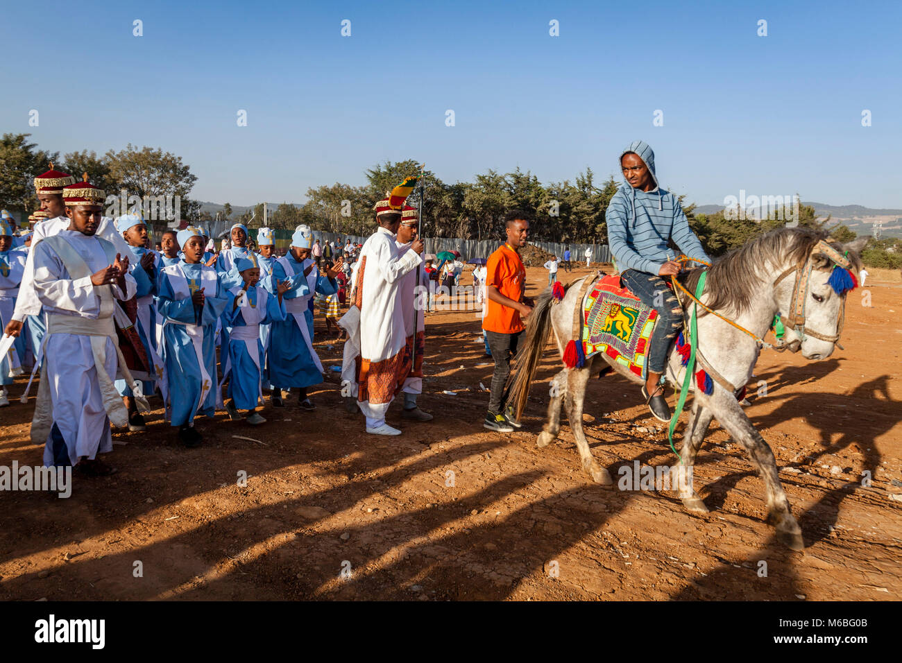 A Procession Of Ethiopian Orthodox Christians Arrive At The Jan Meda ...