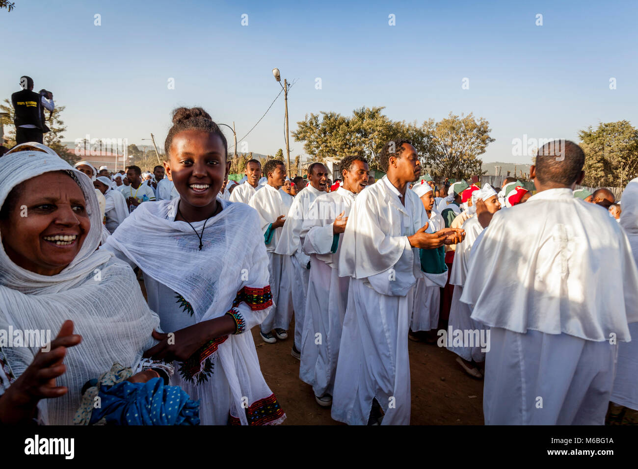 A Procession Of Ethiopian Orthodox Christians Arrive At The Jan Meda ...