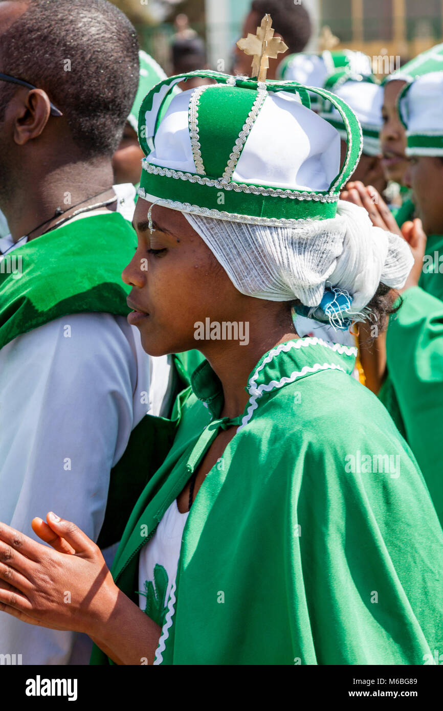 A Procession Of Ethiopian Orthodox Christians Arrive At The Jan Meda ...