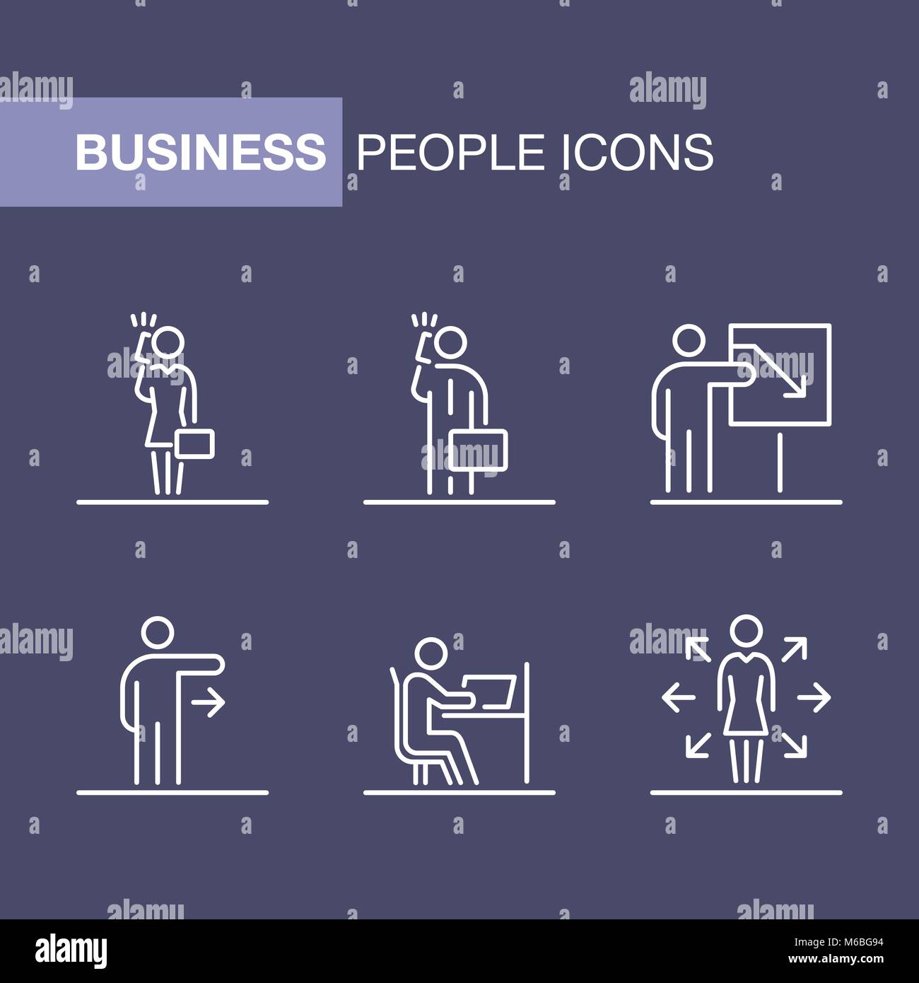 Business people icons set simple line flat illustration Stock Vector Image & Art - Alamy
