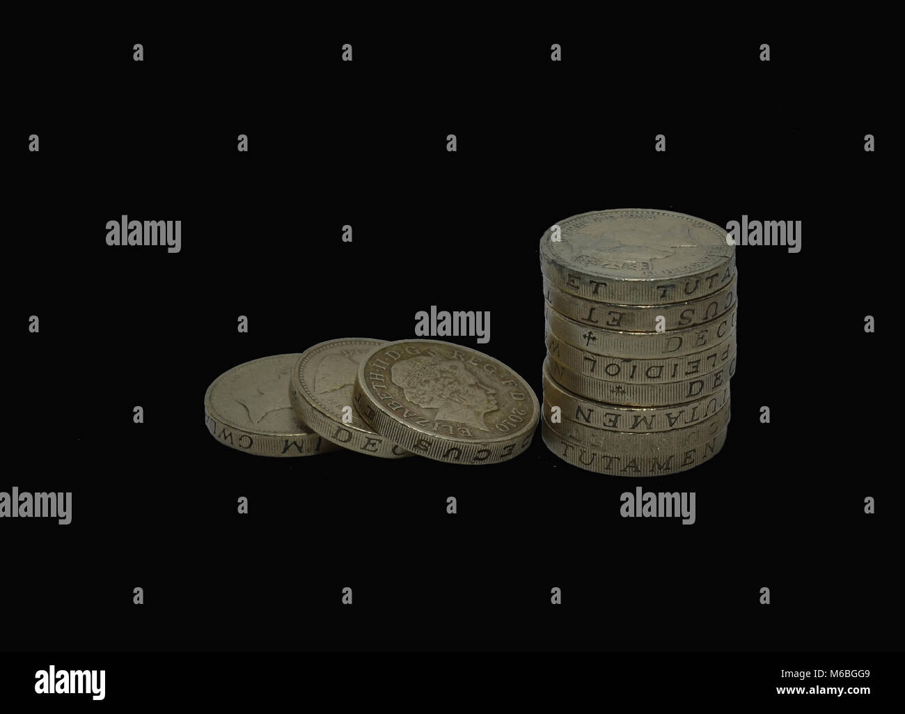 Old style pound coins Stock Photo - Alamy