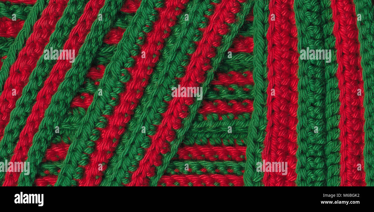 Tie made with crochet and red and green yarns Stock Photo - Alamy