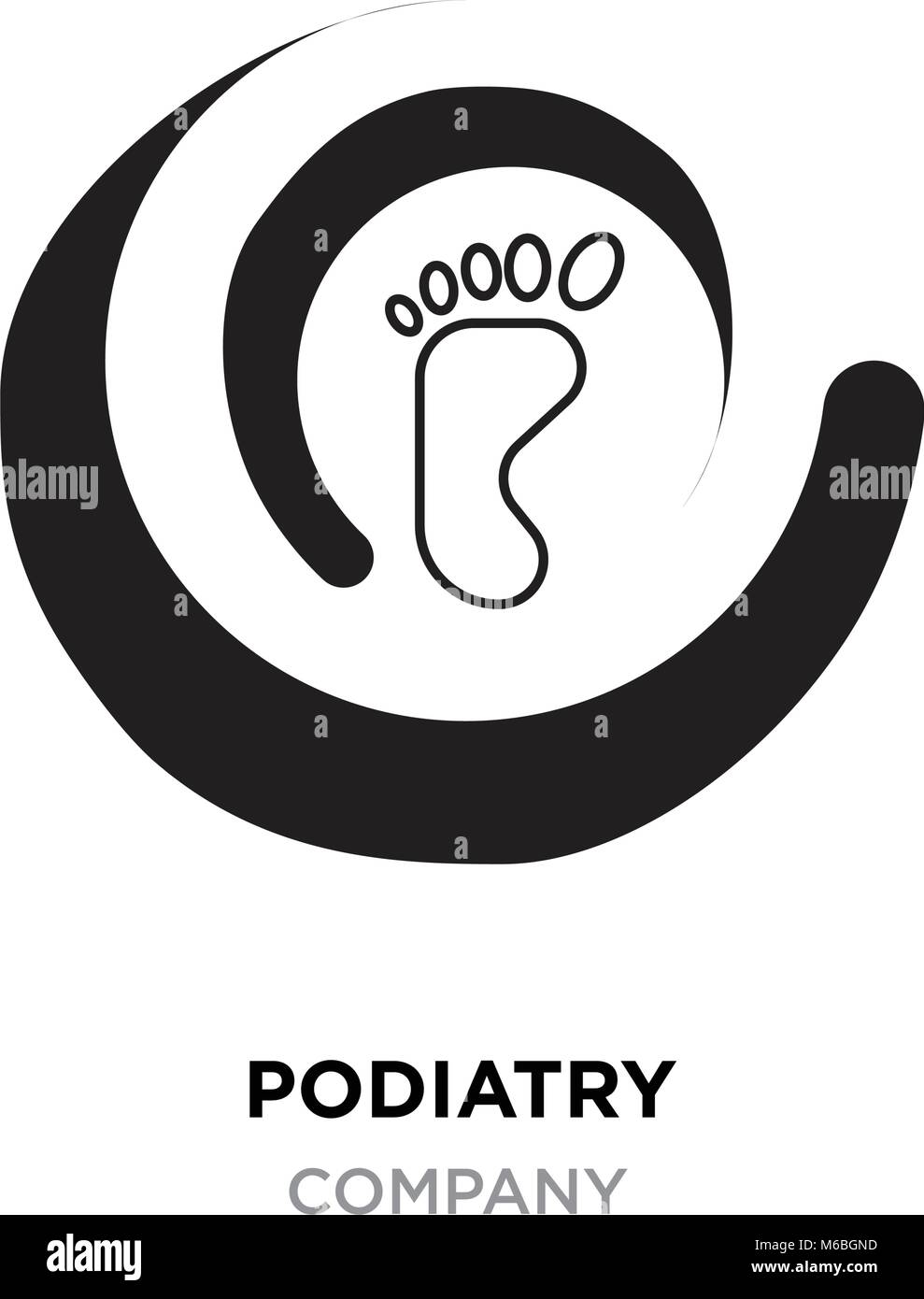 podiatry logo, foot or Footsteps vector illustration isolated on black ...