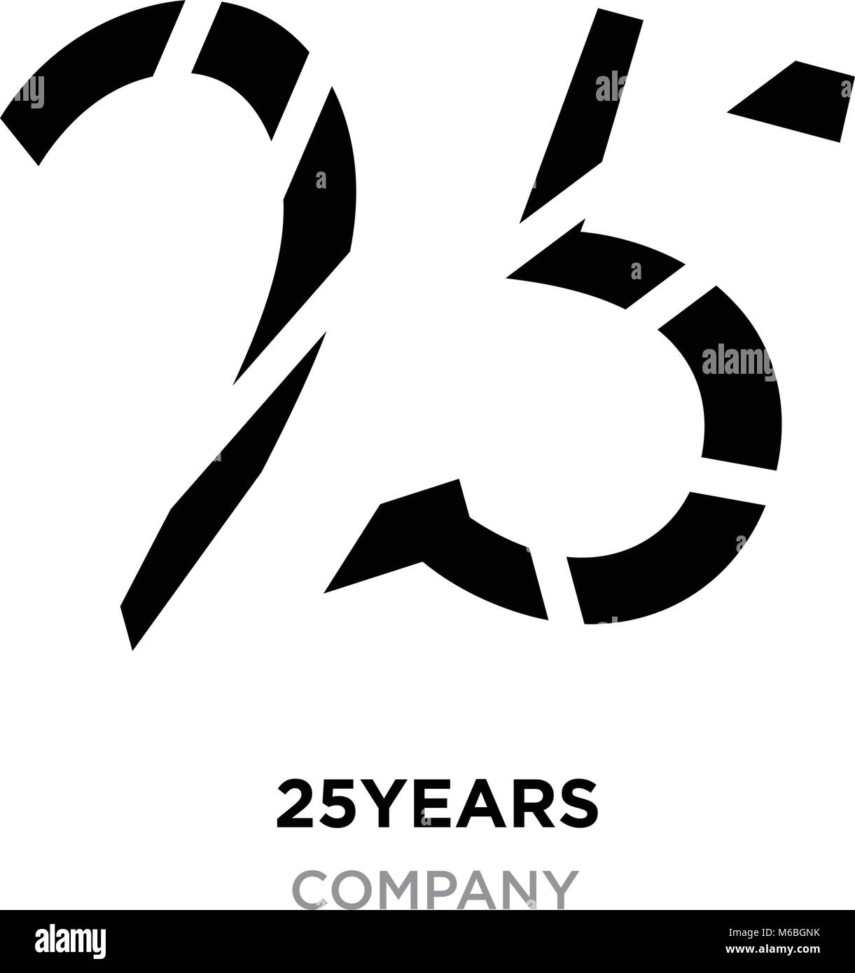 25years logo, abstract black twenty five years illustration number ...