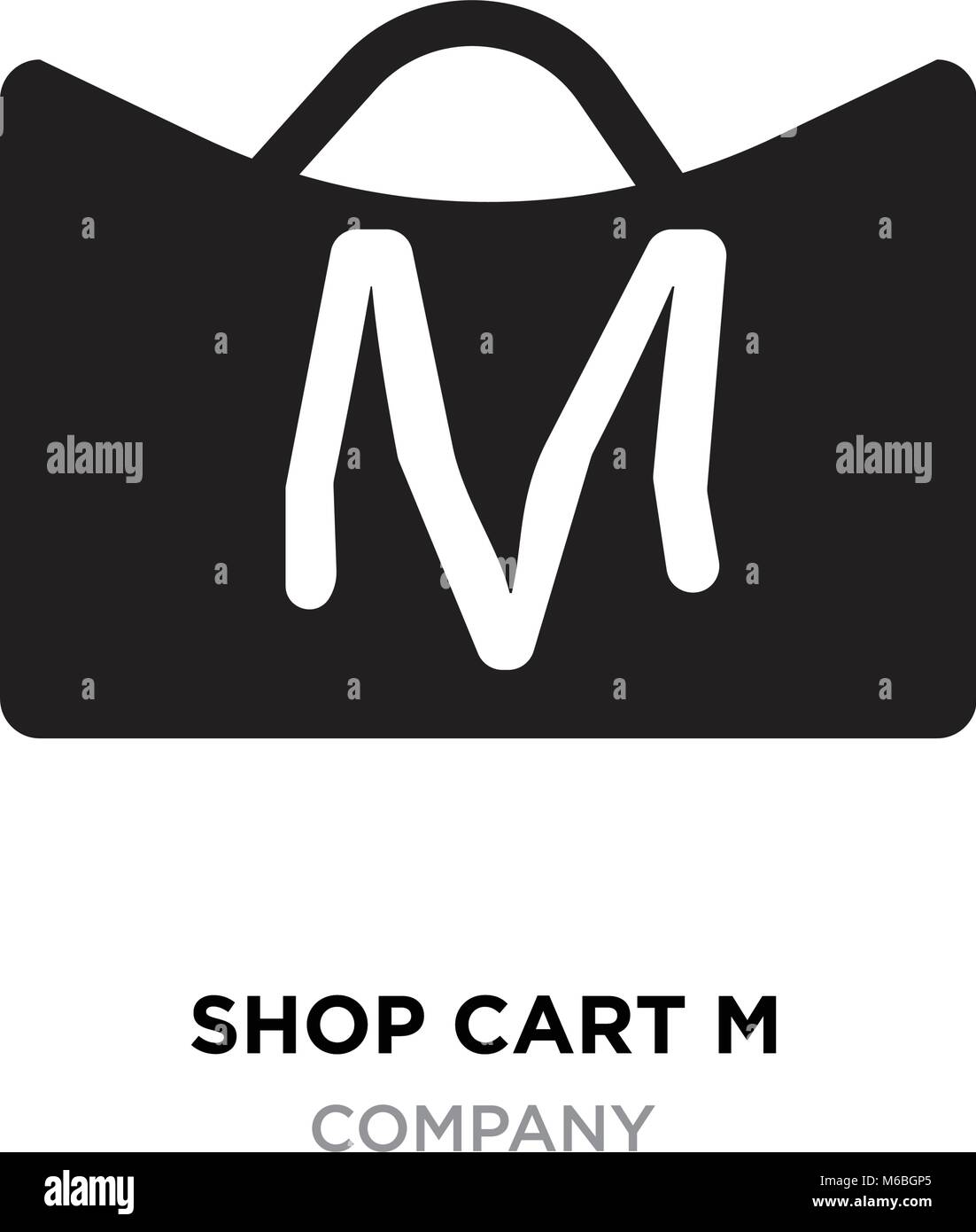 shop cart m letter logo, linear M shopping icon Stock Vector Image ...