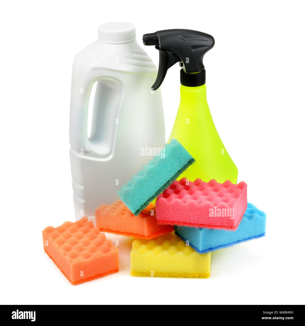 detergent and a sponge isolated on white background Stock Photo - Alamy