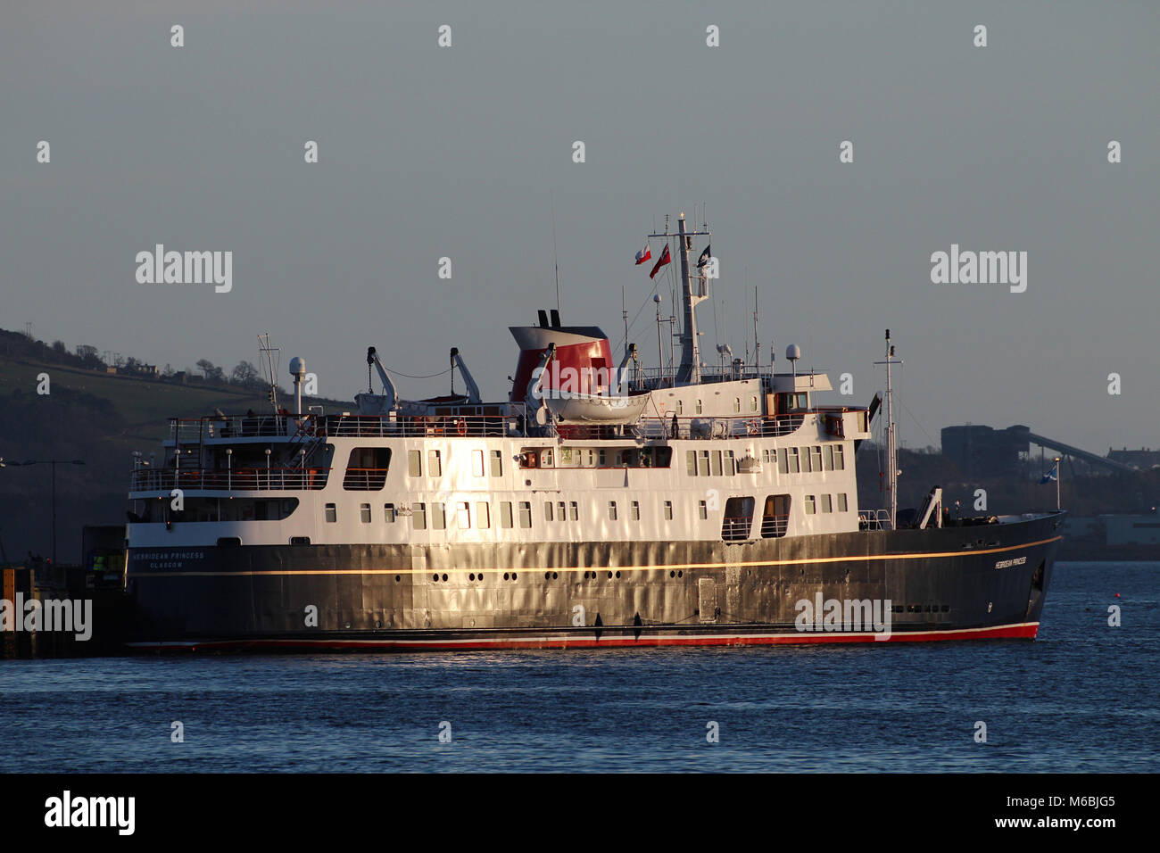 The luxury cruise ship MV Hebridean Princess at Largs on the Firth of ...