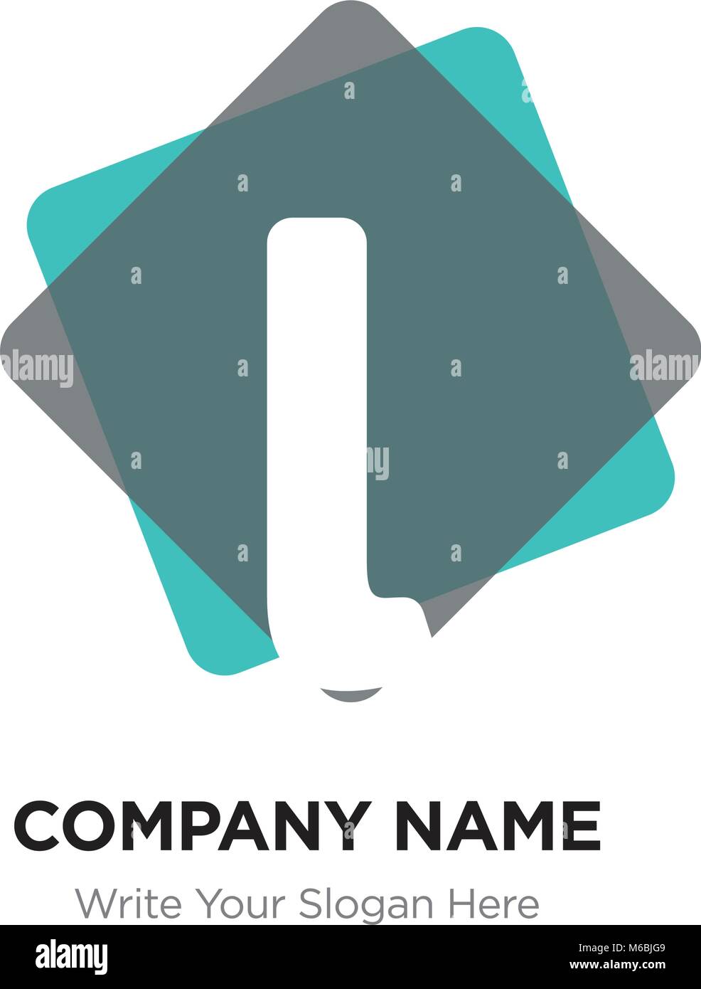 Abstract letter L logo design template. White vector icon on black ...