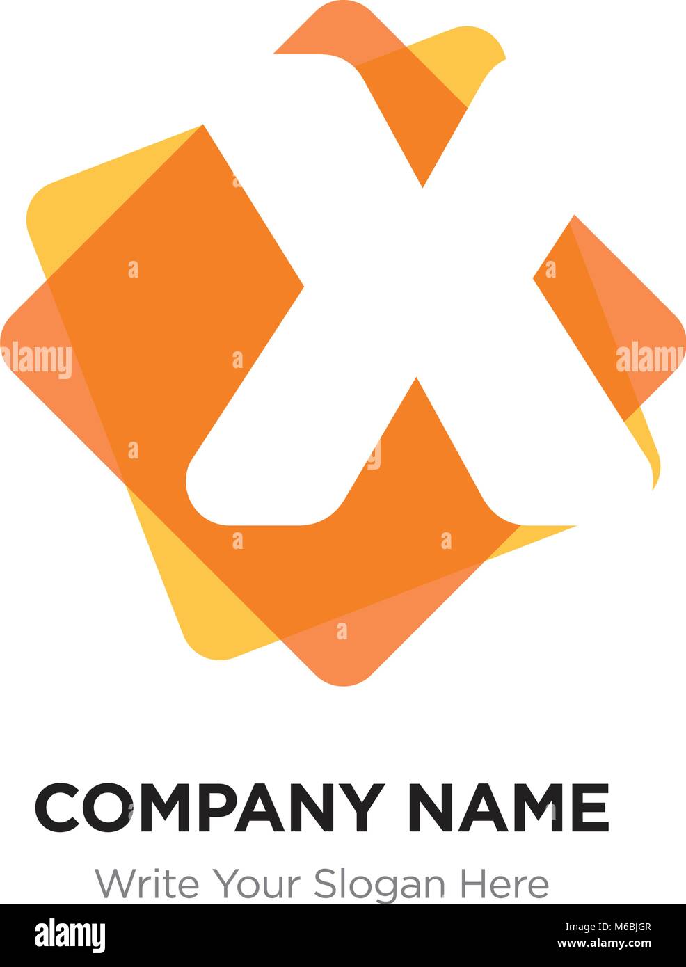 Abstract letter X logo design template. White vector icon on yellow ...