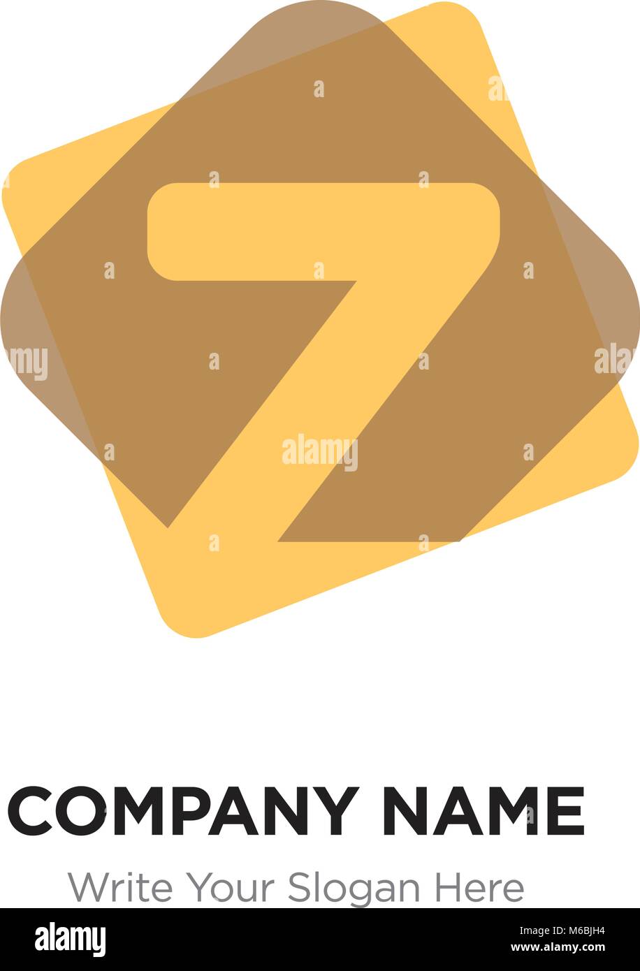 Abstract letter Z logo design template. Yellow vector icon on dark ...