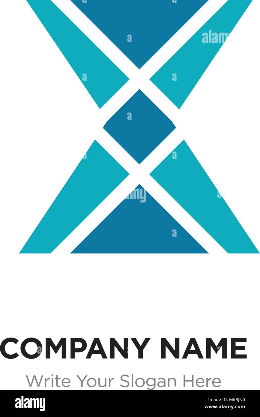 X Letter Logo with blue & green connected line elements. Abstract ...