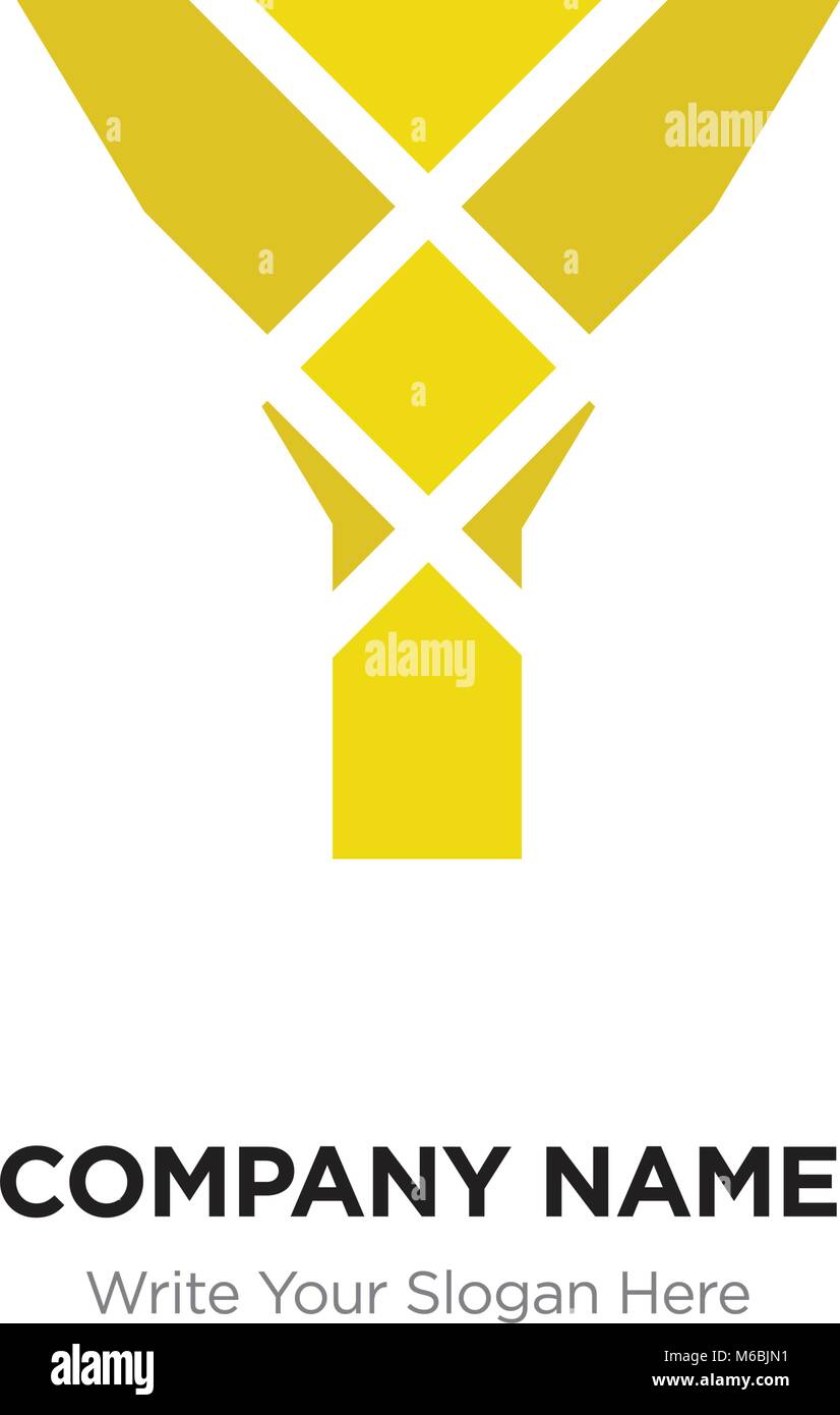 Y Letter Logo with yellow connected line elements. Abstract geometric ...