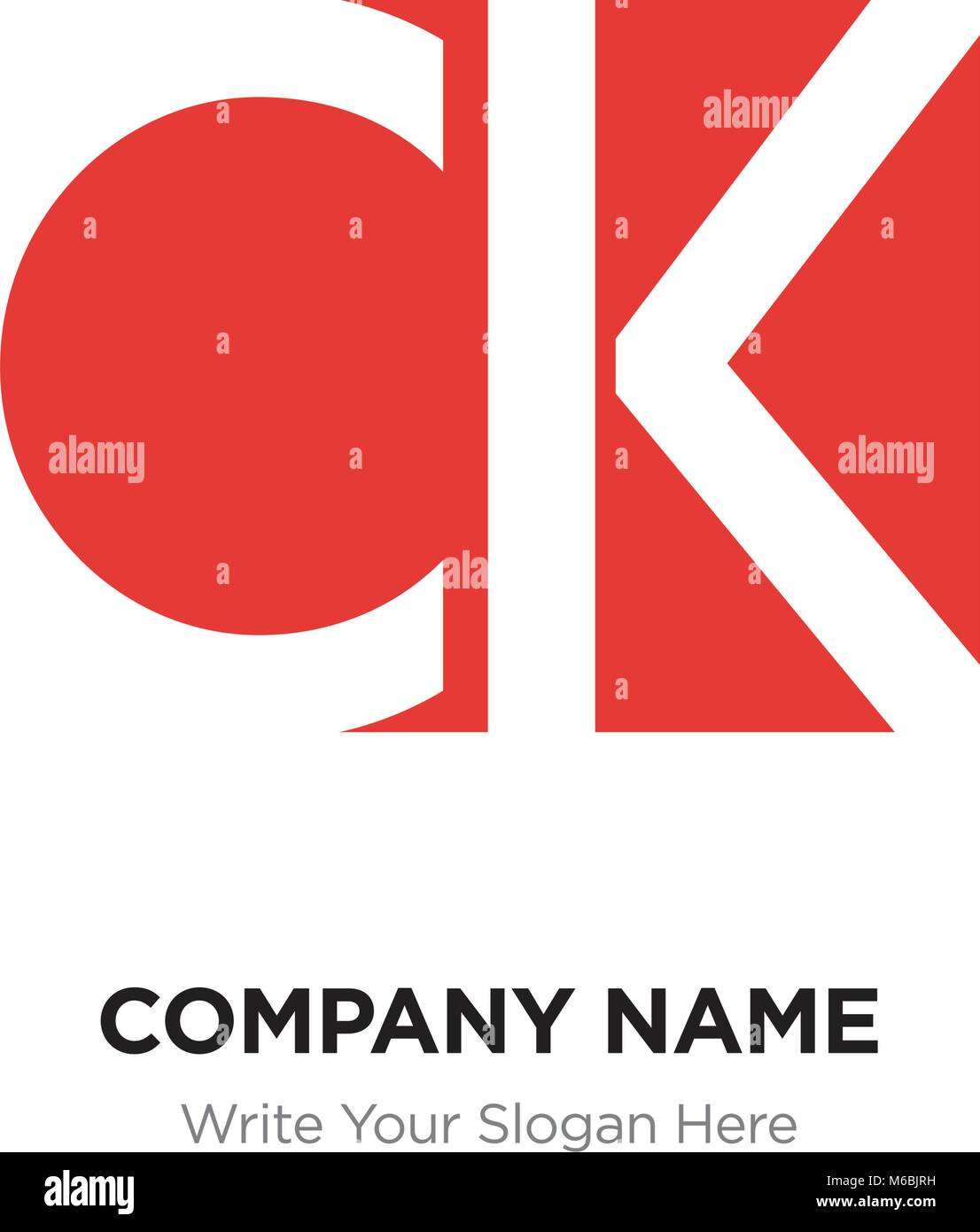 Abstract letter CK KC logo design template, Red Alphabet initial ...