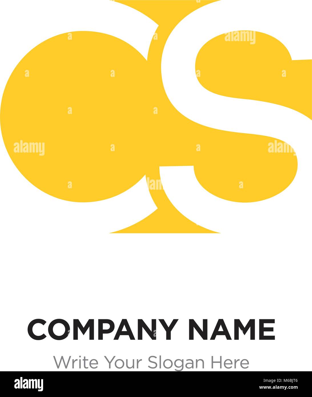 Abstract letter CS SC logo design template, Yellow Alphabet initial ...