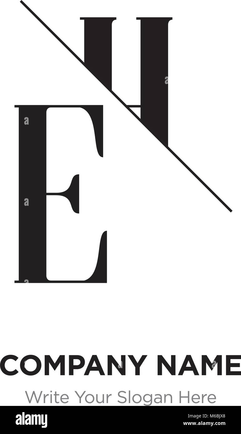 Abstract letter EH,HE logo design template, black&white Alphabet ...