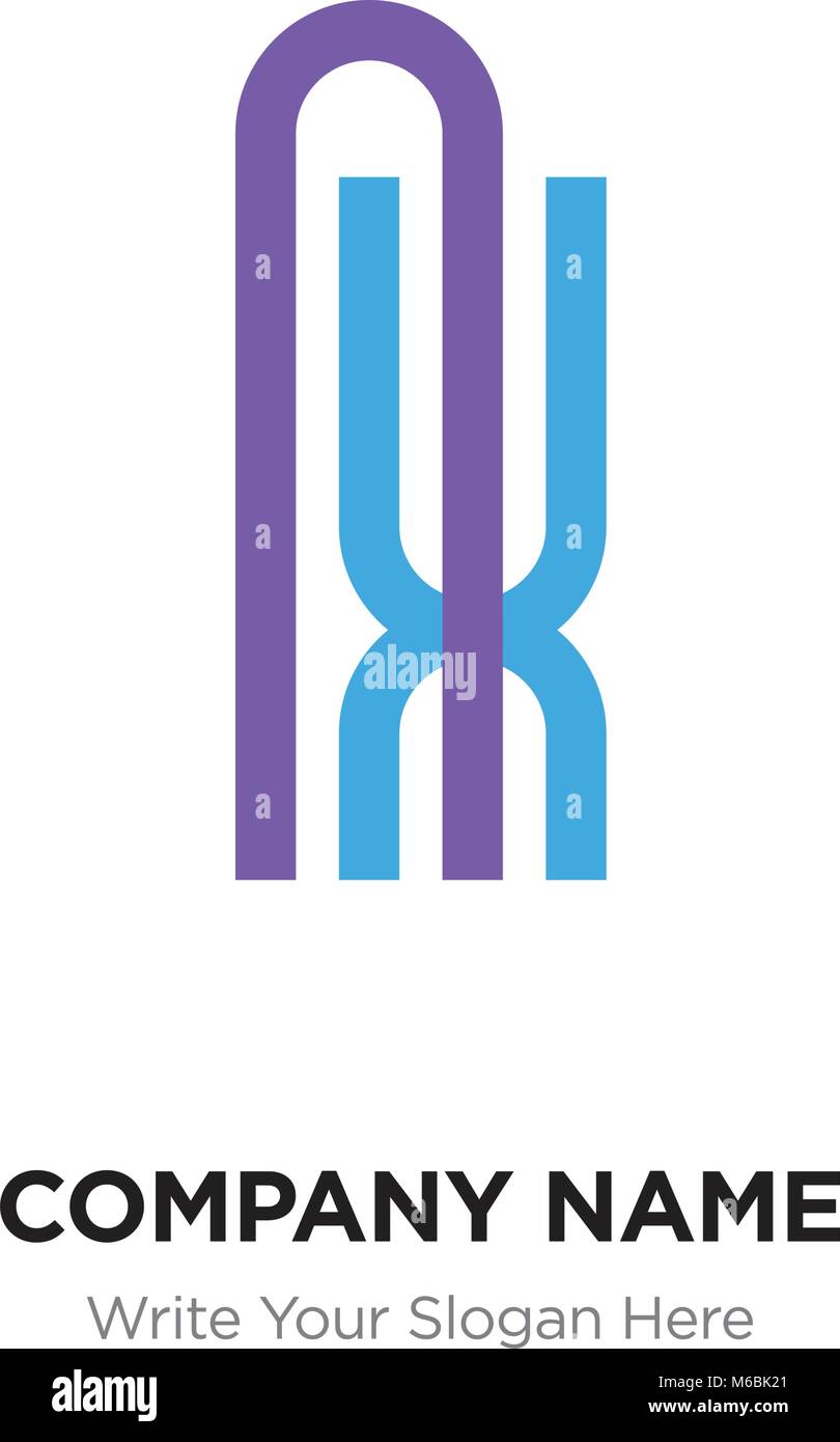 AX or XA Letter Logo with blue and purple line elements. Abstract ...