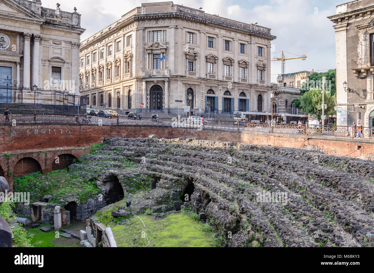 Catania, Italy - November 7, 2015: A view of the Roman Amphitheatre in ...