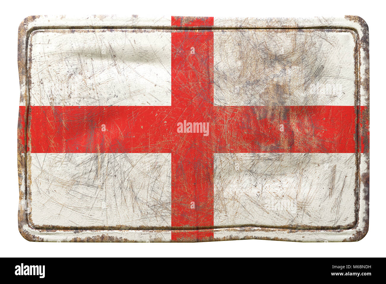 3d rendering of an England flag over a rusty metallic plate. Isolated ...