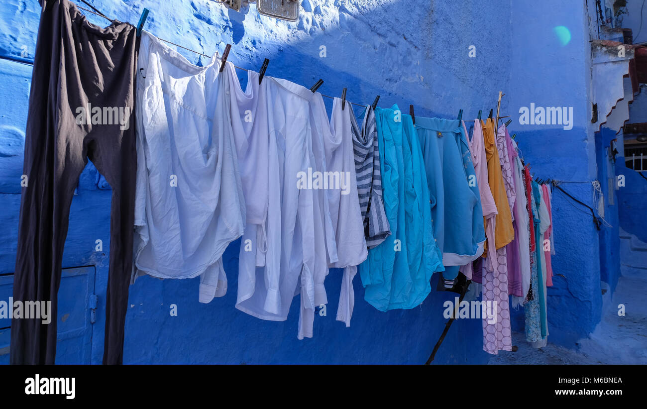 Laundry at Chefchaouen, Morocco Stock Photo - Alamy