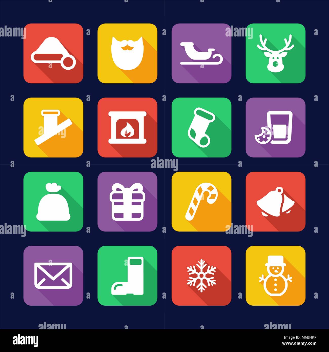 Santa Claus Icons Flat Design Stock Vector Image & Art - Alamy