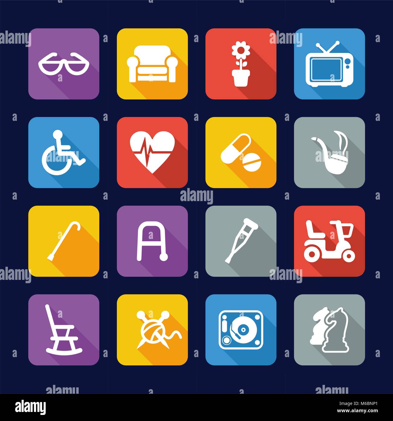 Senior People Icons Flat Design Stock Vector Image & Art - Alamy
