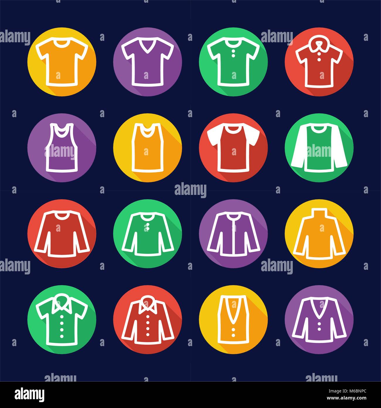 Shirt Icons Flat Design Circle Stock Vector Image & Art - Alamy